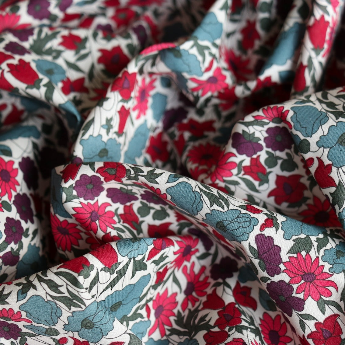 Poppy & Daisy Teal Purple - Liberty Tana Lawn™