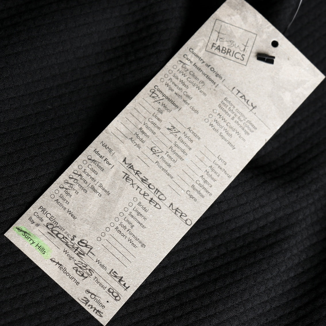 Marzotto Nero Textured Wool