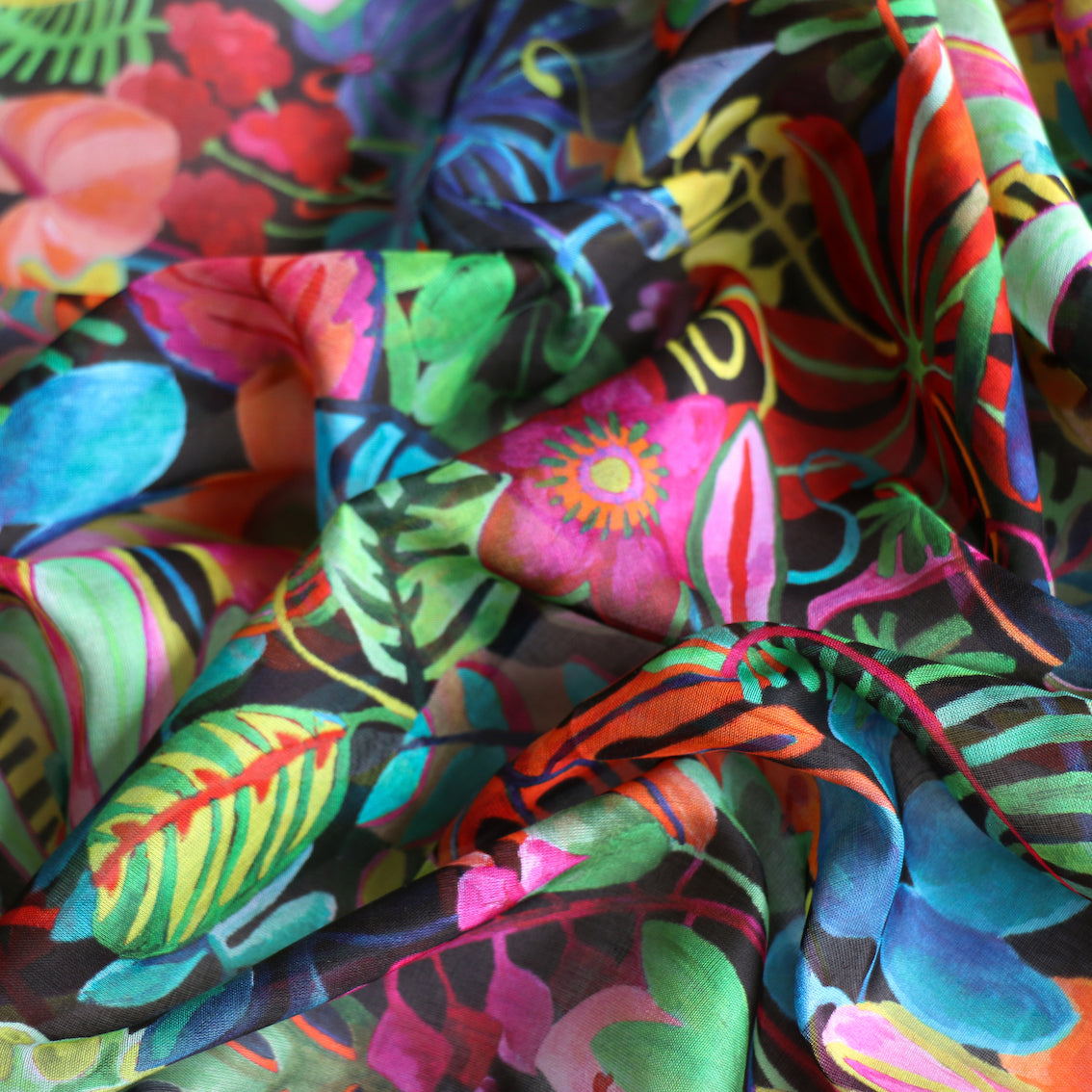 Jungle Trip Black - Liberty Fabrics - Chloe Cotton Chiffon