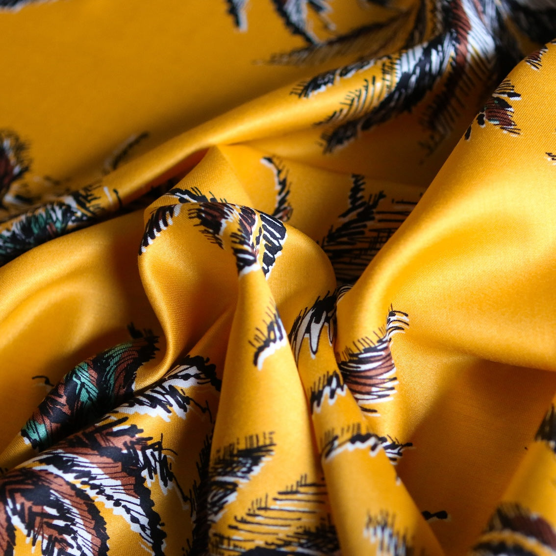 Tiki Yellow Border Print Viscose