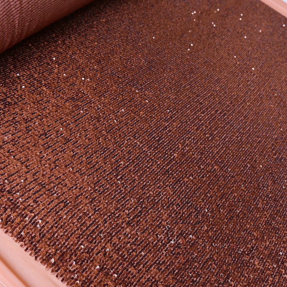 Luna Toffee Sequinned Stretch Mesh