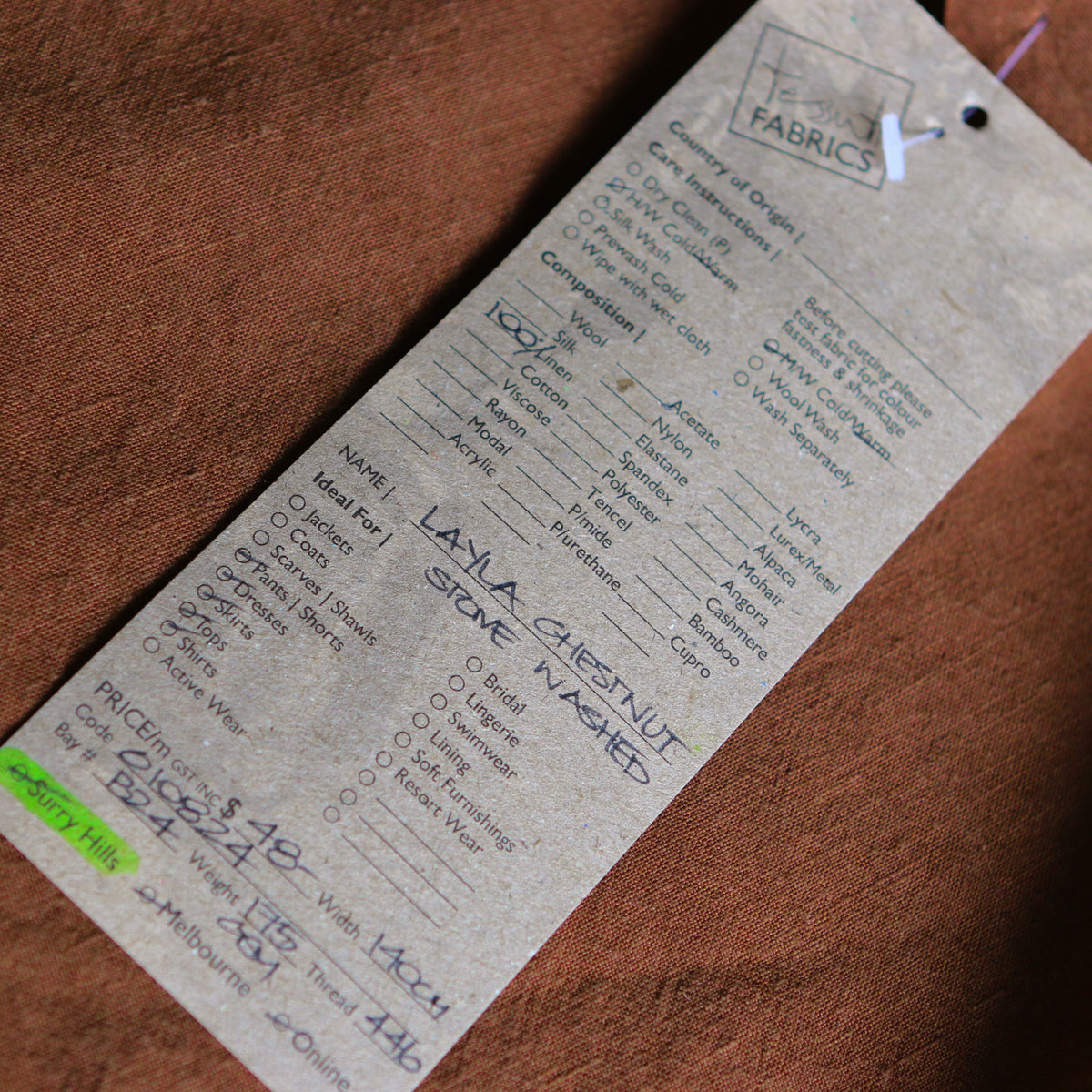 Layla Chestnut Stone Washed Linen