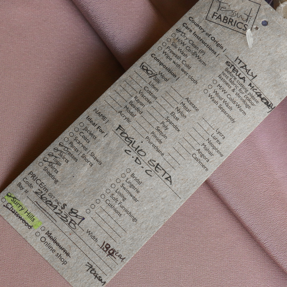 Foglio Seta Silk Crepe De Chine