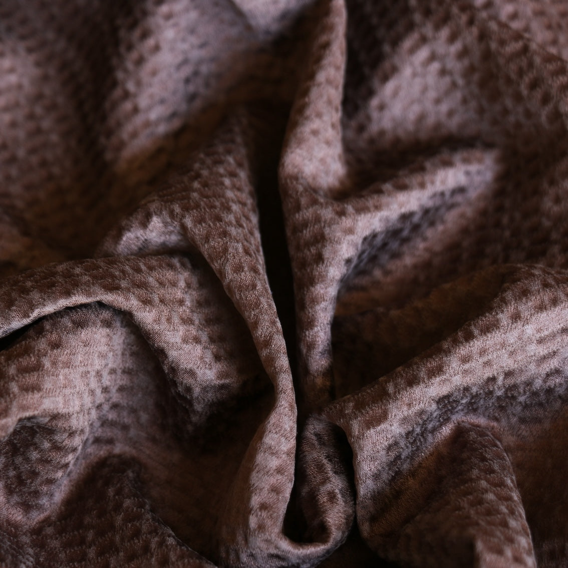 Fossette Mocha Textured Silk Satin