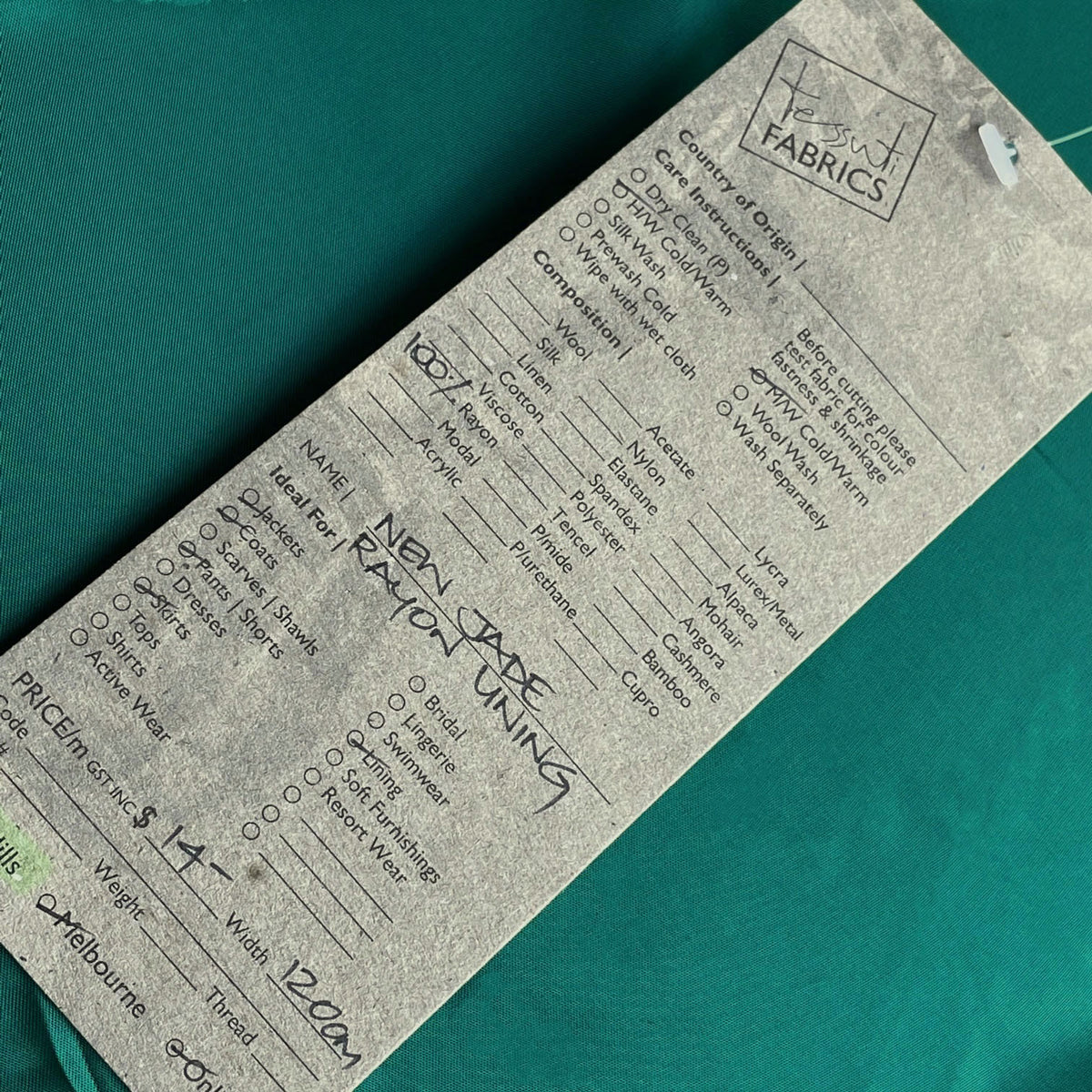 New Jade Rayon Lining (120cm wide)