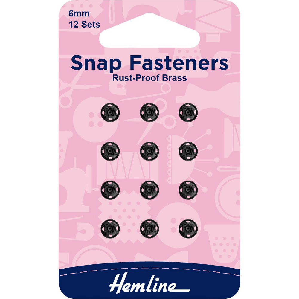 Hemline - Snap Fasteners (Black) - 6mm