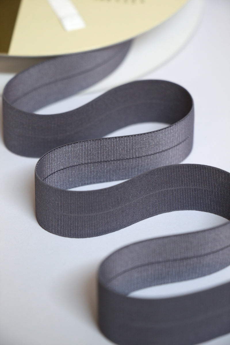 24mm Stretch Fold-Over Binding - Mid Grey