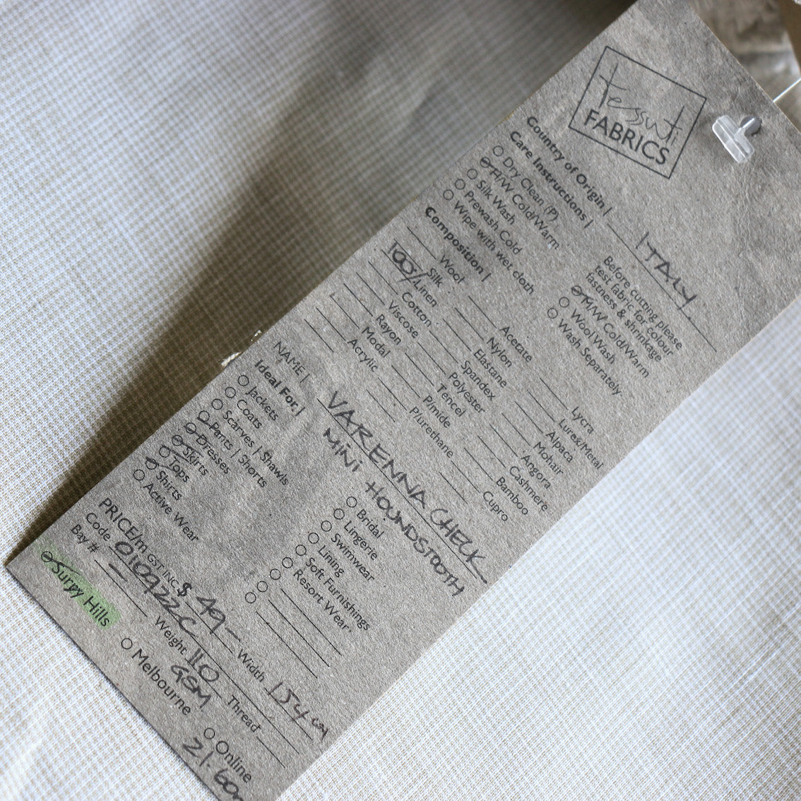Varenna Check Linen - String/White