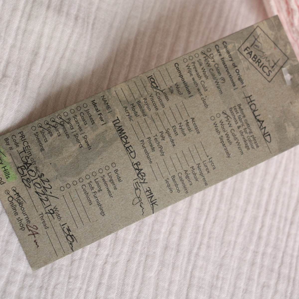 Tumbled Baby Pink Double Gauze