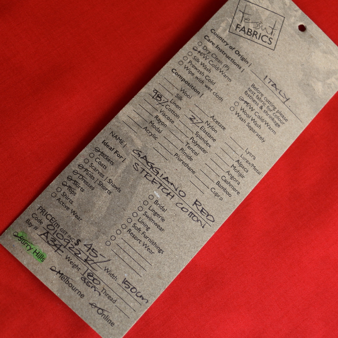 Gaggiano Red Stretch Cotton