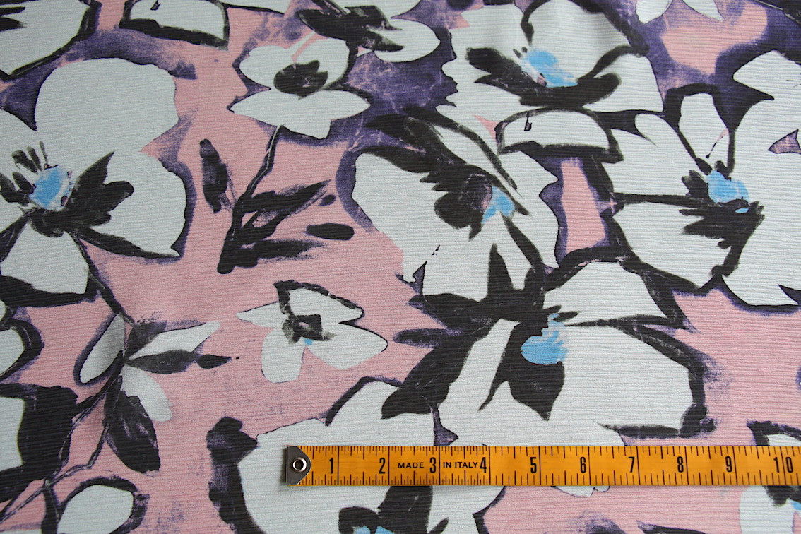 Abstract Floral Crinkle Georgette