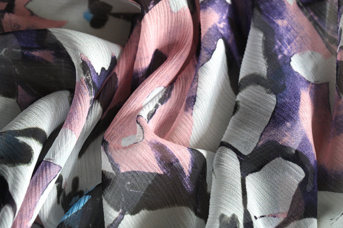 Abstract Floral Crinkle Georgette