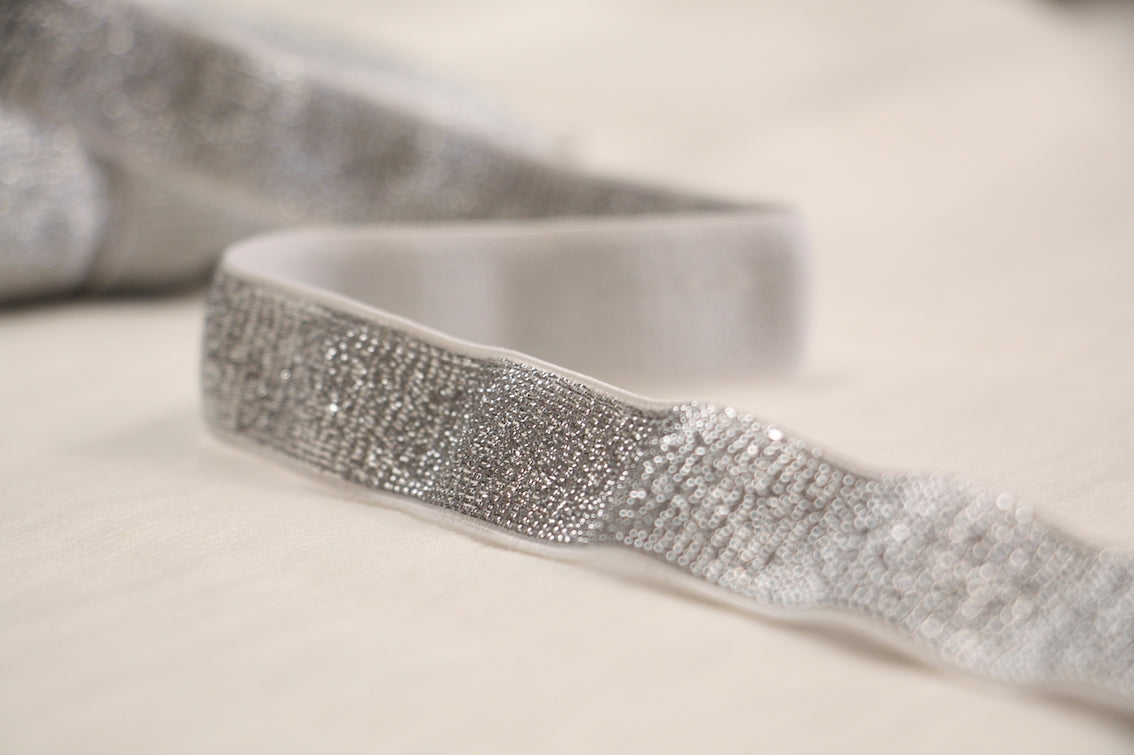 Metallic Fancy Elastic (20mm/ 3/4") - Silver