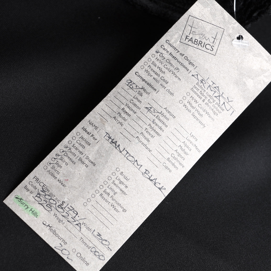 Phantom Black Stretch Silk Faille