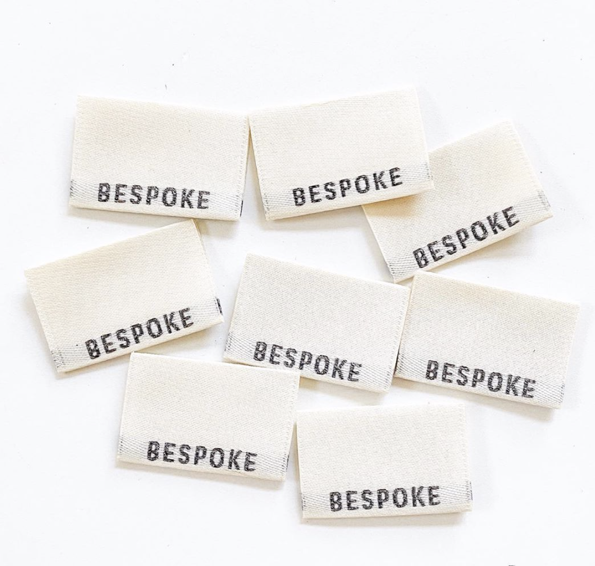KATM Woven Labels - "BESPOKE" - woven sewing labels 8 Pack